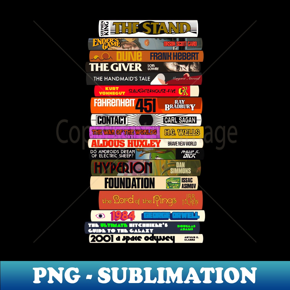 Science Fiction Books Stack - Retro PNG Sublimation Digital | Inspire ...