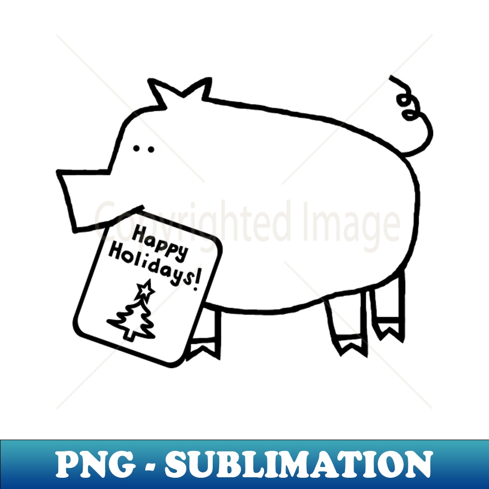 Cute Christmas Pig says Happy Holidays Line Art - Stylish Su | Inspire ...