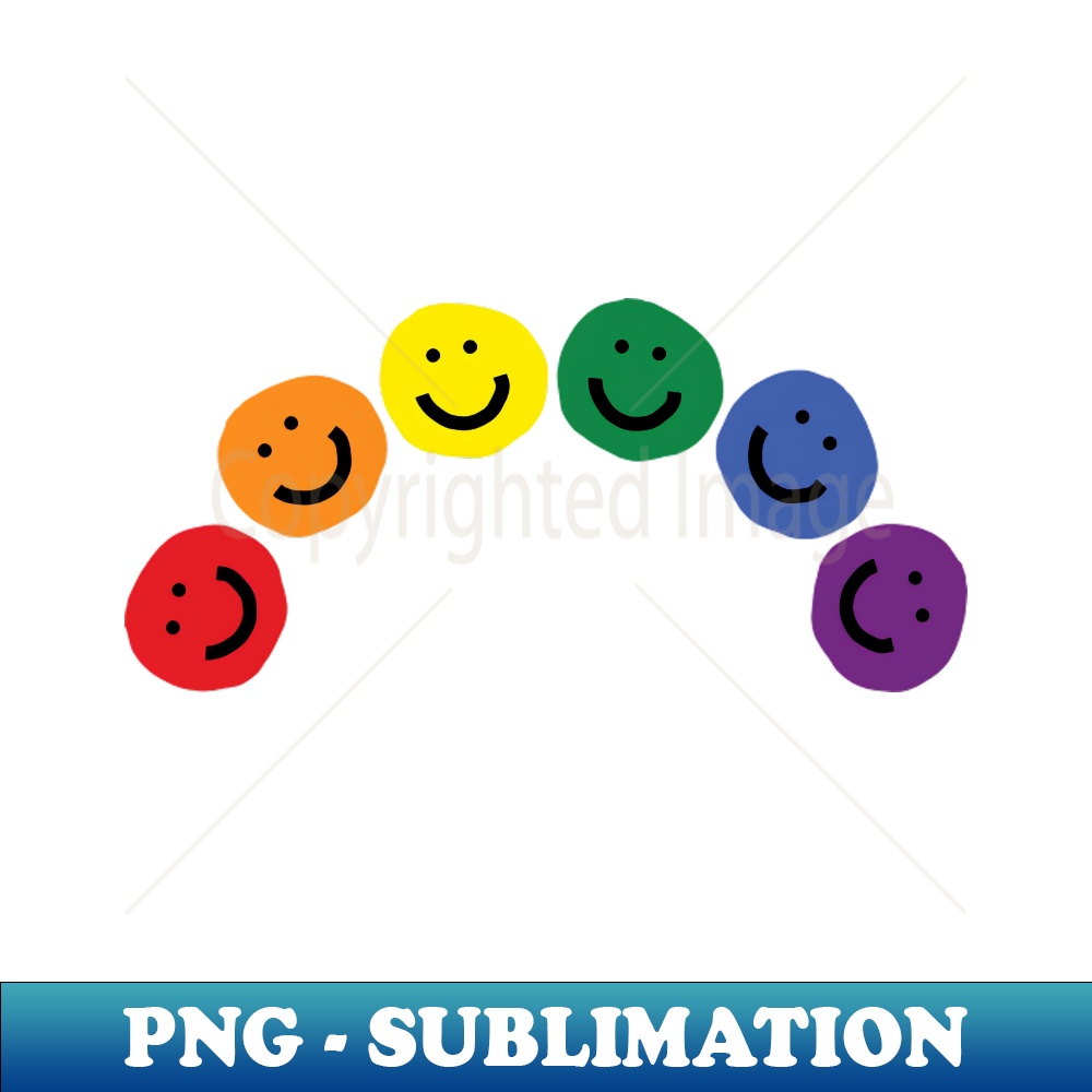 Rainbow Pride Curve Smiley Faces - PNG Transparent Sublimati | Inspire ...