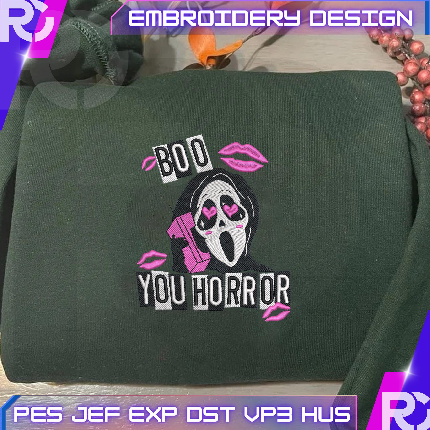Boo You Horror Embroidery Design, Face Ghost Embroidery Mach - Inspire ...