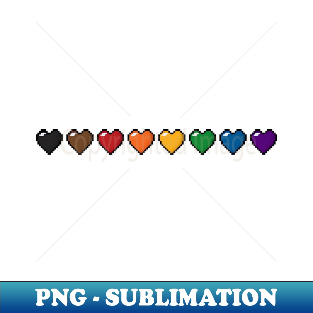 Row of Eight Inclusive Rainbow Pride Flag Pixel Hearts - Pre | Inspire ...