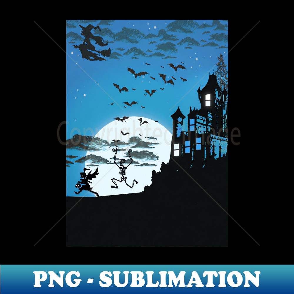 Spooky Blue Halloween Silhouette Illustration - Premium PNG | Inspire ...