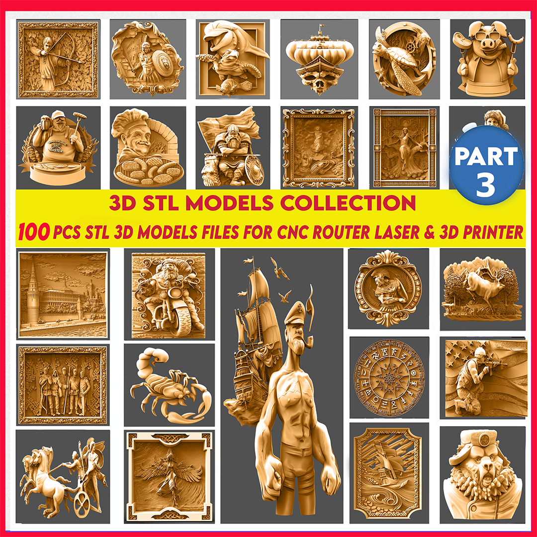 Part 3,100 Pcs 3D STL Models Collection, Wall decor, Stl Fil | Inspire ...
