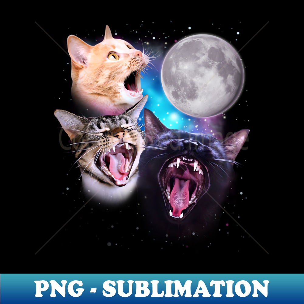 Three Cats Howl at the Moon - Instant Sublimation Digital Do | Inspire ...