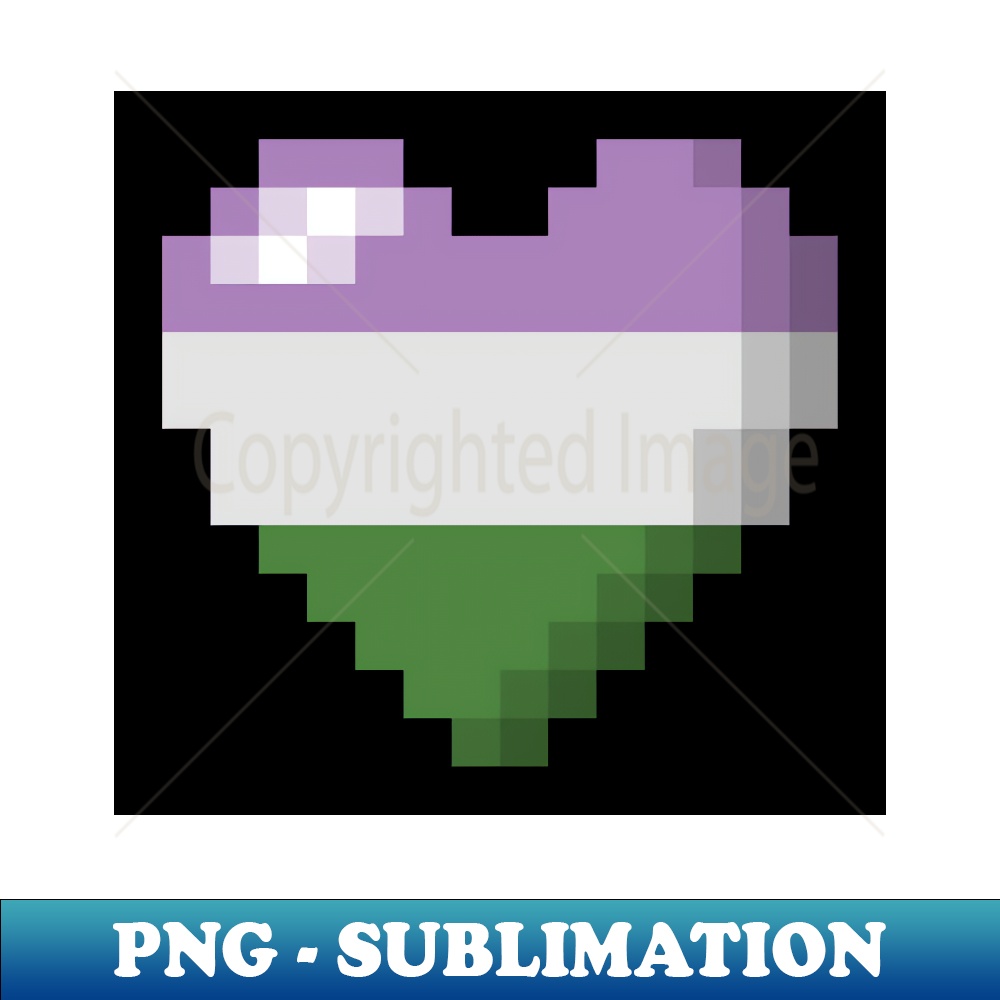 Large Pixel Heart Design in Genderqueer Pride Flag Colors - - Inspire ...