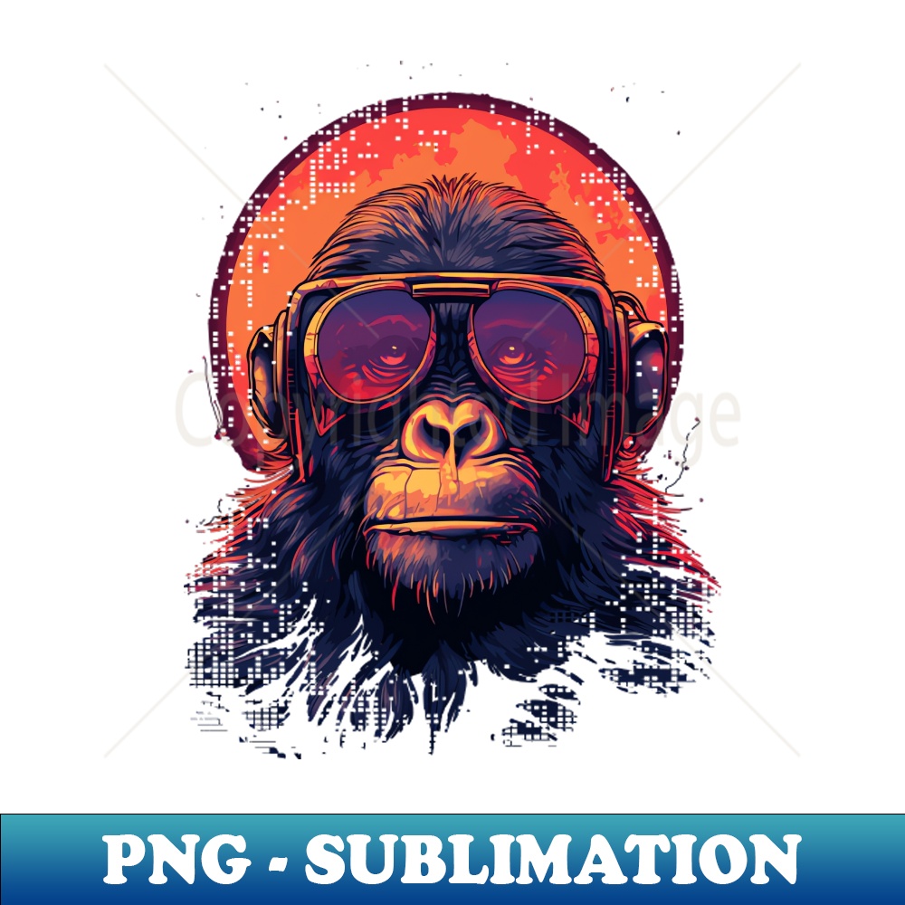 Retro Sunset Spaceman Chimpanzee AI Generated Art - Aestheti | Inspire ...