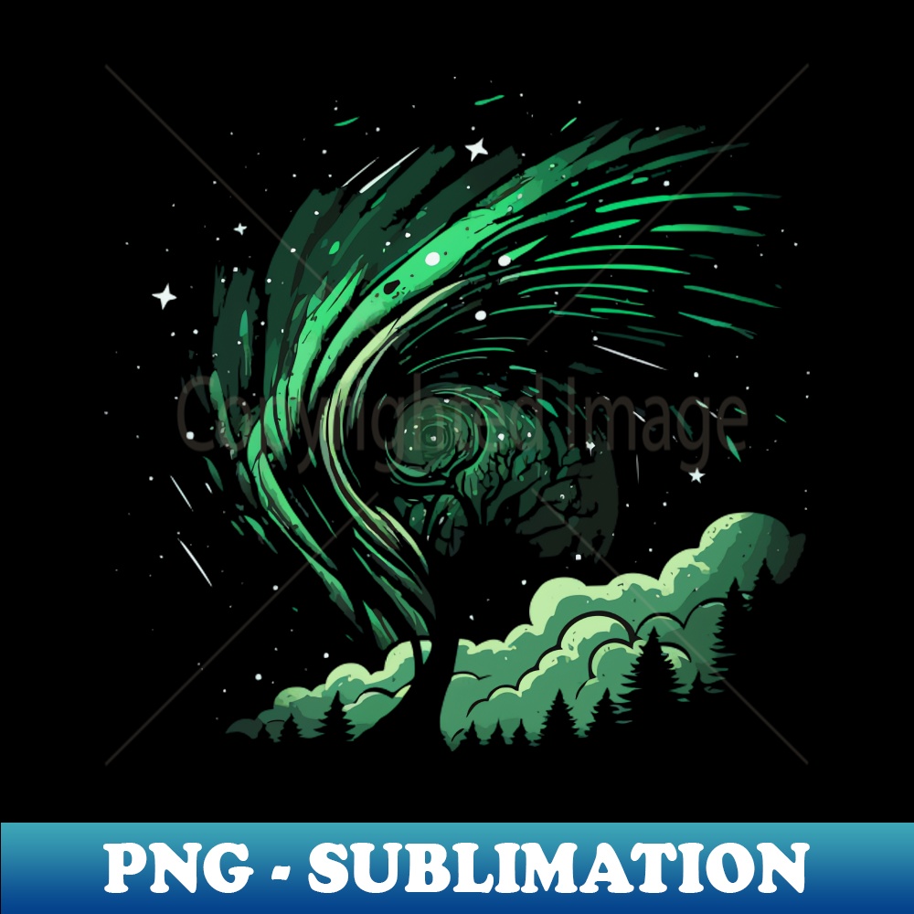 a green shooting star tornado over a forest - Decorative Sub | Inspire ...