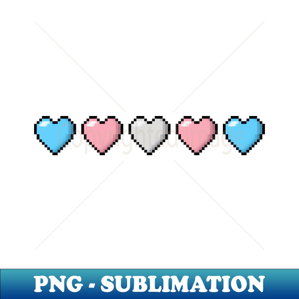 Row of Five Transgender Pride Flag Pixel Hearts - Exclusive | Inspire ...