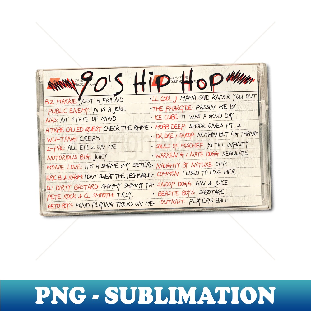 90s Hip Hop Tape Cassette - PNG Transparent Sublimation File | Inspire ...