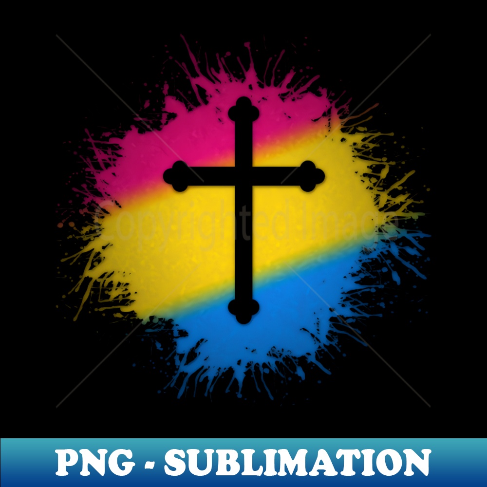 Paint Splatter Pansexual Pride Christian Cross Symbol - Digi - Inspire ...