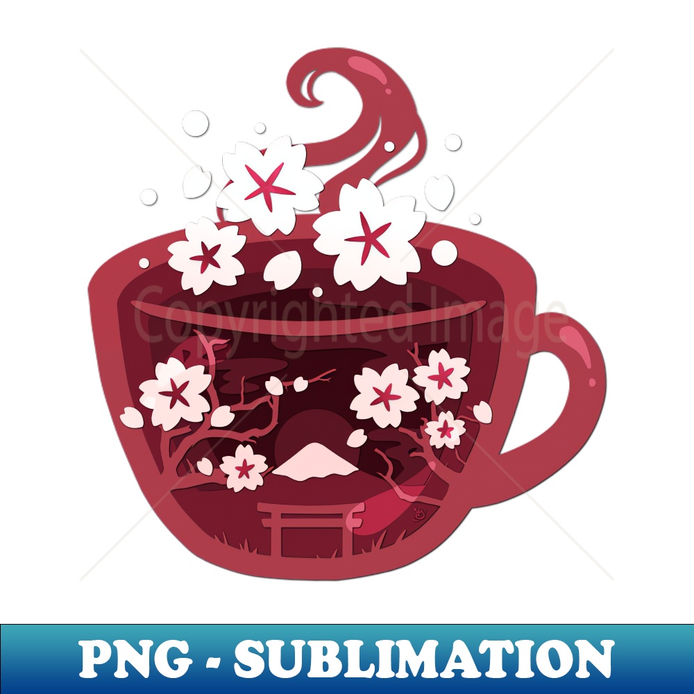 Papercraft Sakura Teacup - Creative Sublimation PNG Download | Inspire ...