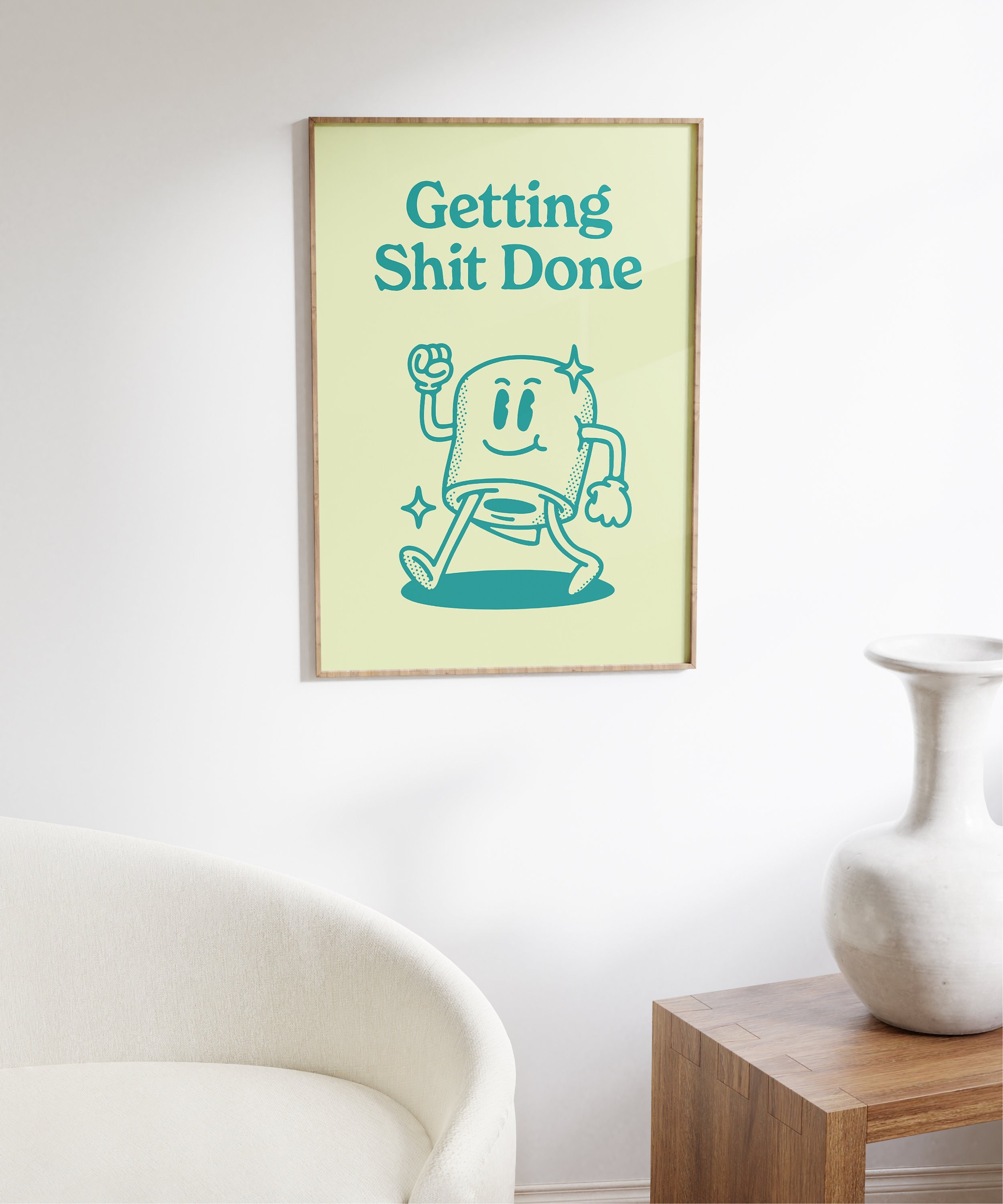 Getting Shit Done Poster, Retro Wall Art, Download Poster, W | Inspire Uplift