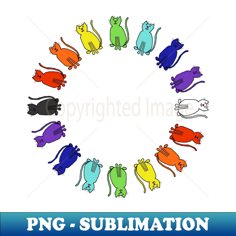 Cute Rainbow Cats Circle - PNG Transparent Digital Download | Inspire ...