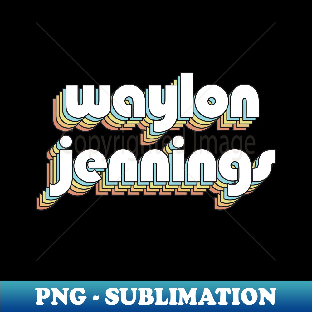 Waylon Jennings - Retro Rainbow Typography Faded Style - PNG | Inspire ...