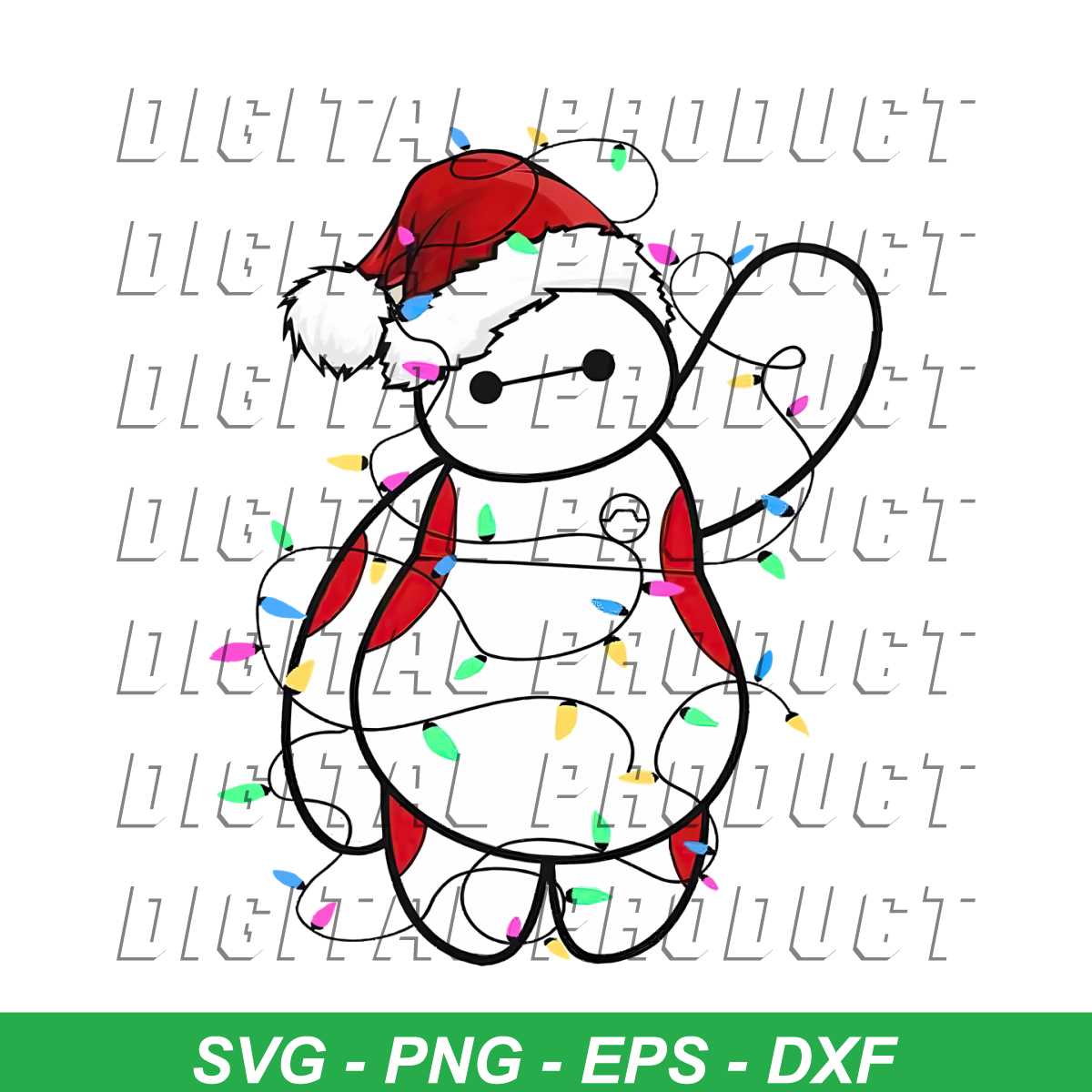 Big Hero 6 Cute Santa Baymax Christmas Lights PNG File - Inspire Uplift