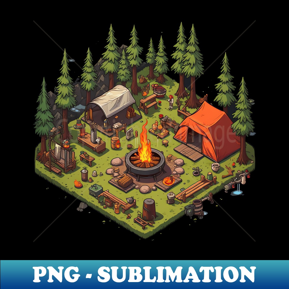 Camp Site Pixel Art Style - PNG Transparent Sublimation Desi - Inspire ...