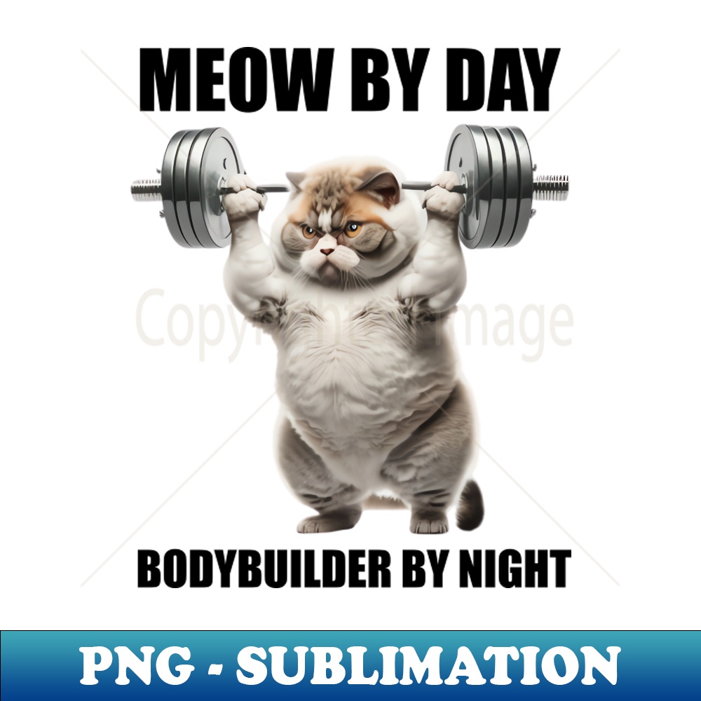 Cat Fitness Lovers Gift Meow By Day Bodybuilder By Night Wor | Inspire ...