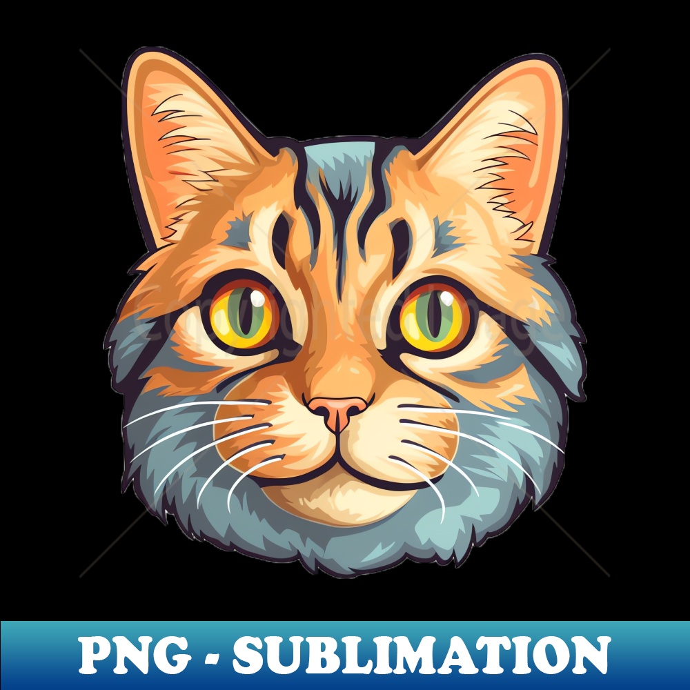 Cute Cat - Instant PNG Sublimation Download - Bold & Eye-cat - Inspire ...