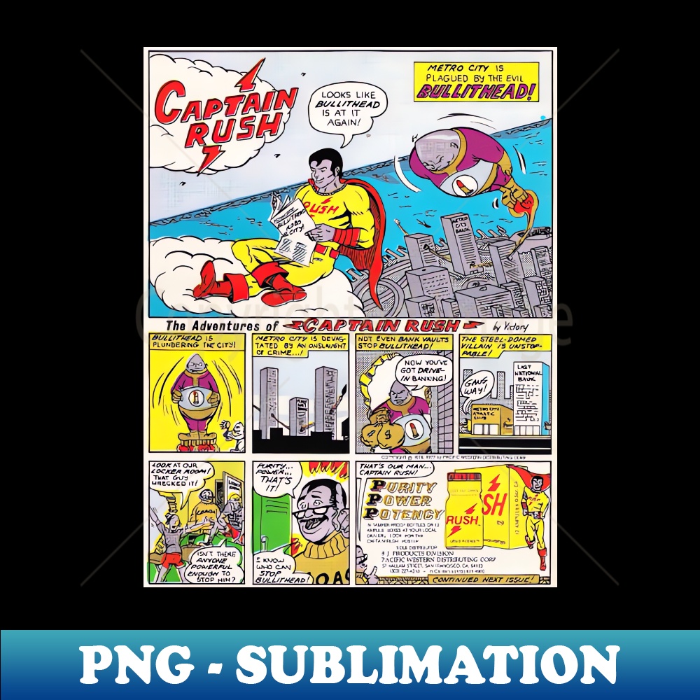 CAPTAIN RUSH - Vintage Popper Comic - Exclusive PNG Sublimat | Inspire ...