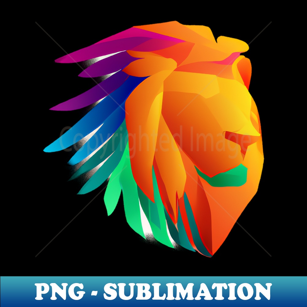 Cute Color Gradient Lion Shape Head Drawing - Vintage Sublim | Inspire ...