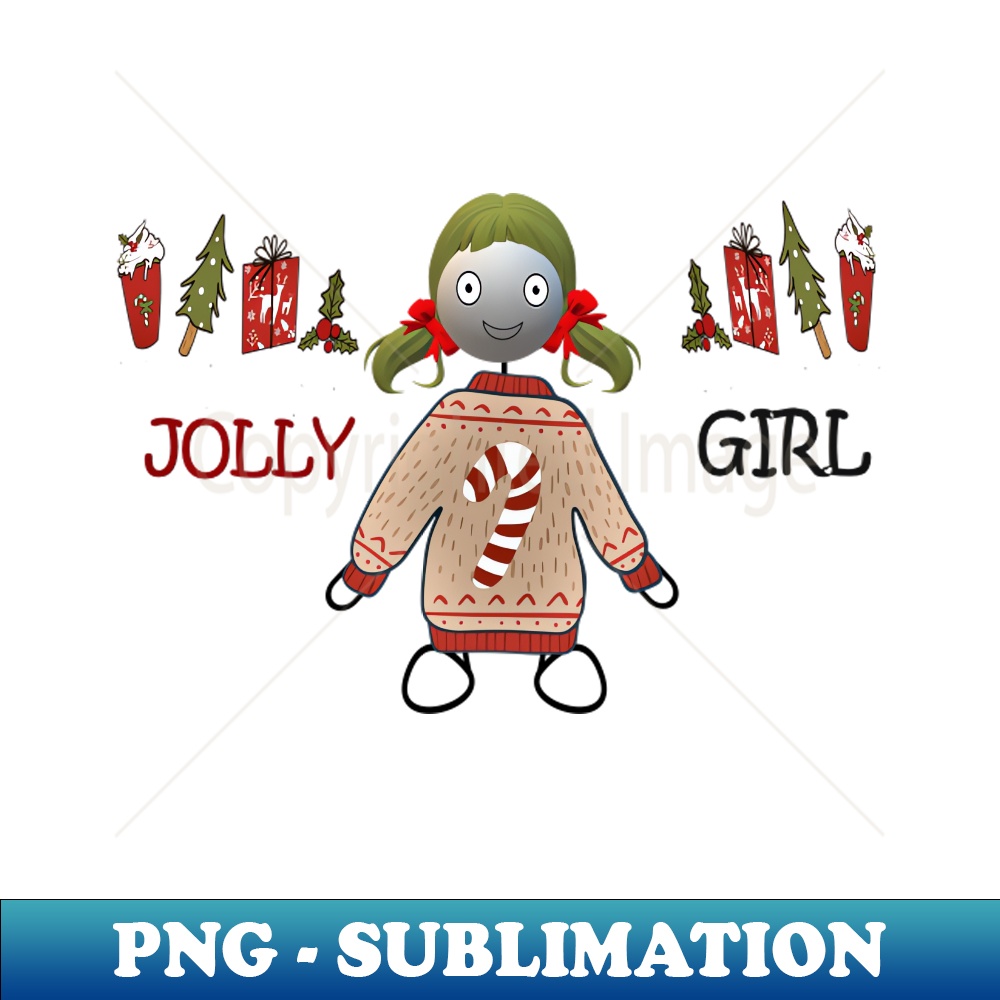 Jolly Girl Kids Christmas - Modern Sublimation PNG File - Pe - Inspire ...