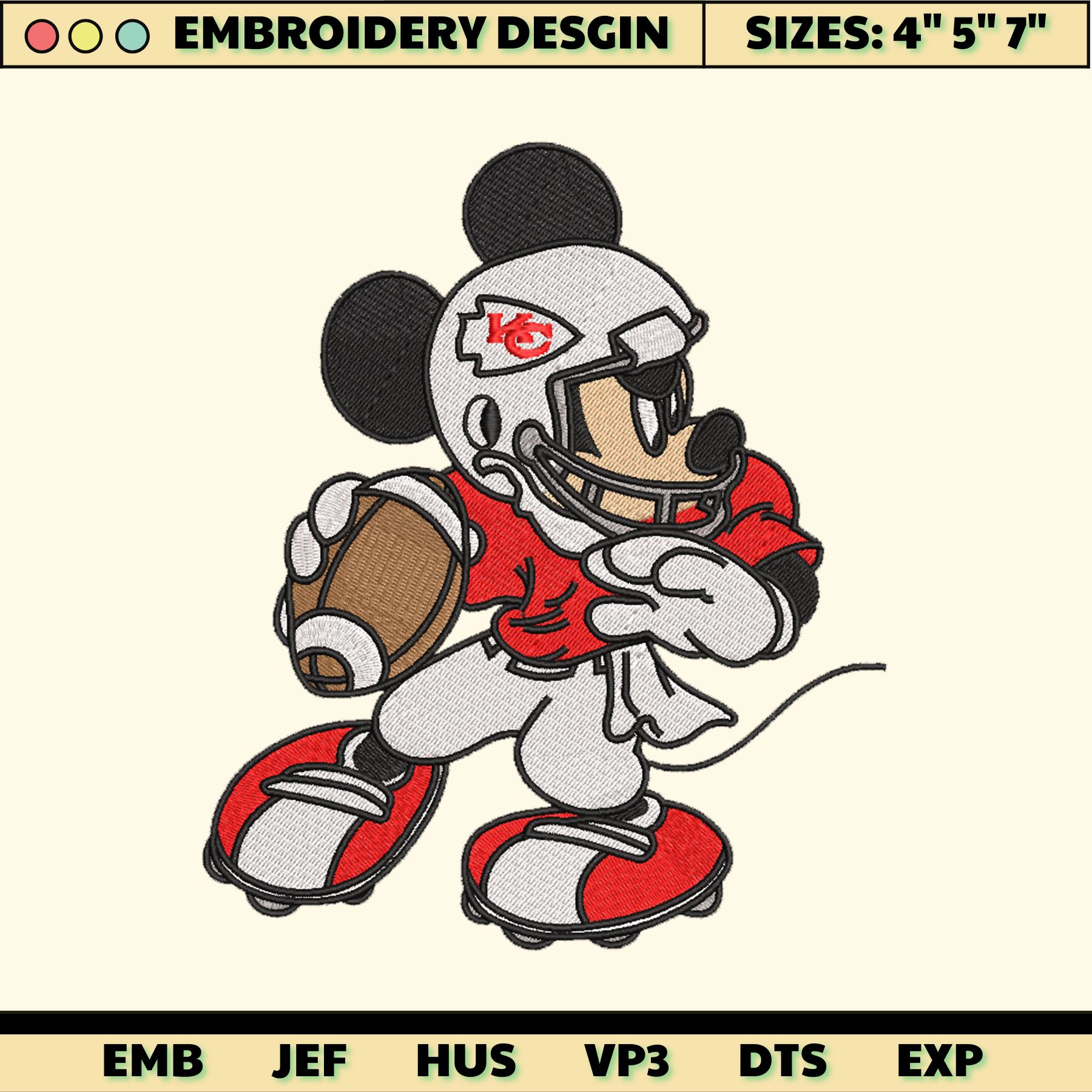 NFL Kansas City Chiefs Mickey Embroidery Design, NFL Footbal | Inspire ...
