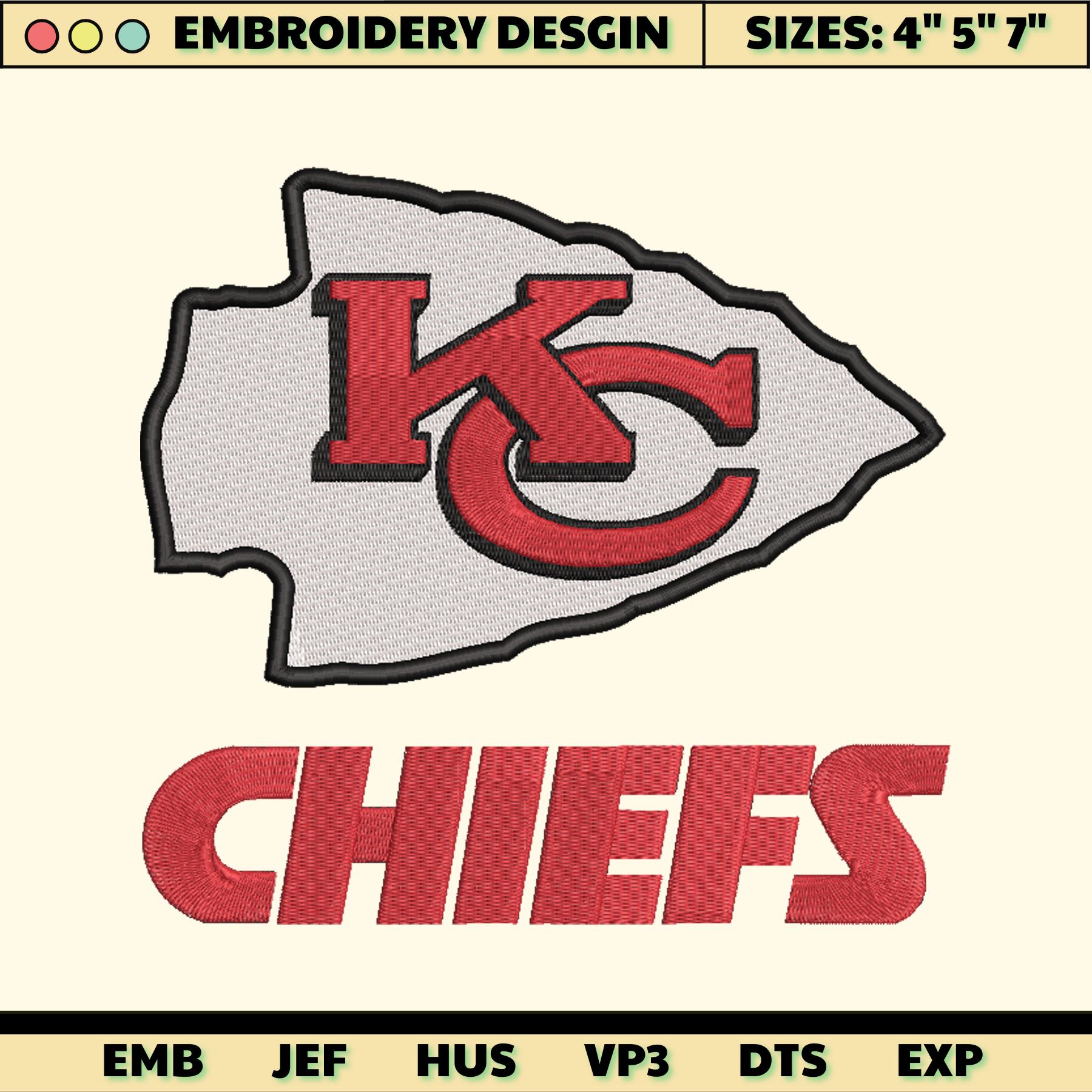 NFL Kansas City Chiefs Logo Embroidery Design, NFL Football | Inspire ...