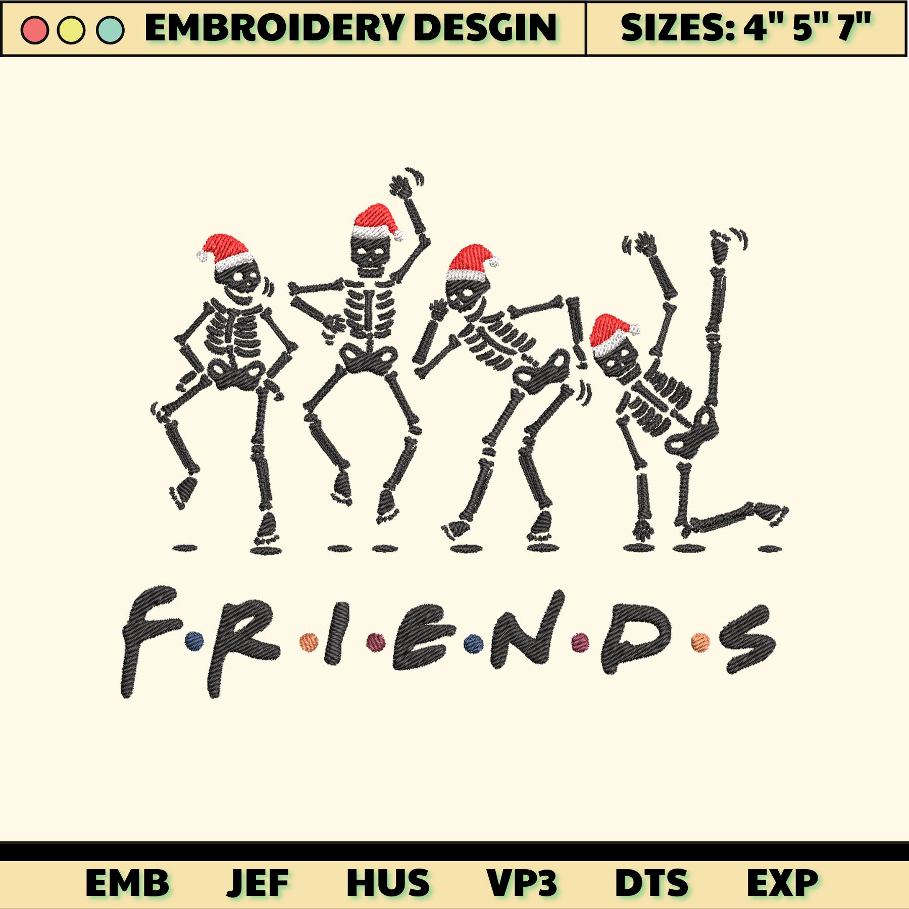 Skeleton Friend Embroidery Designs, Christmas Embroidery Des | Inspire ...