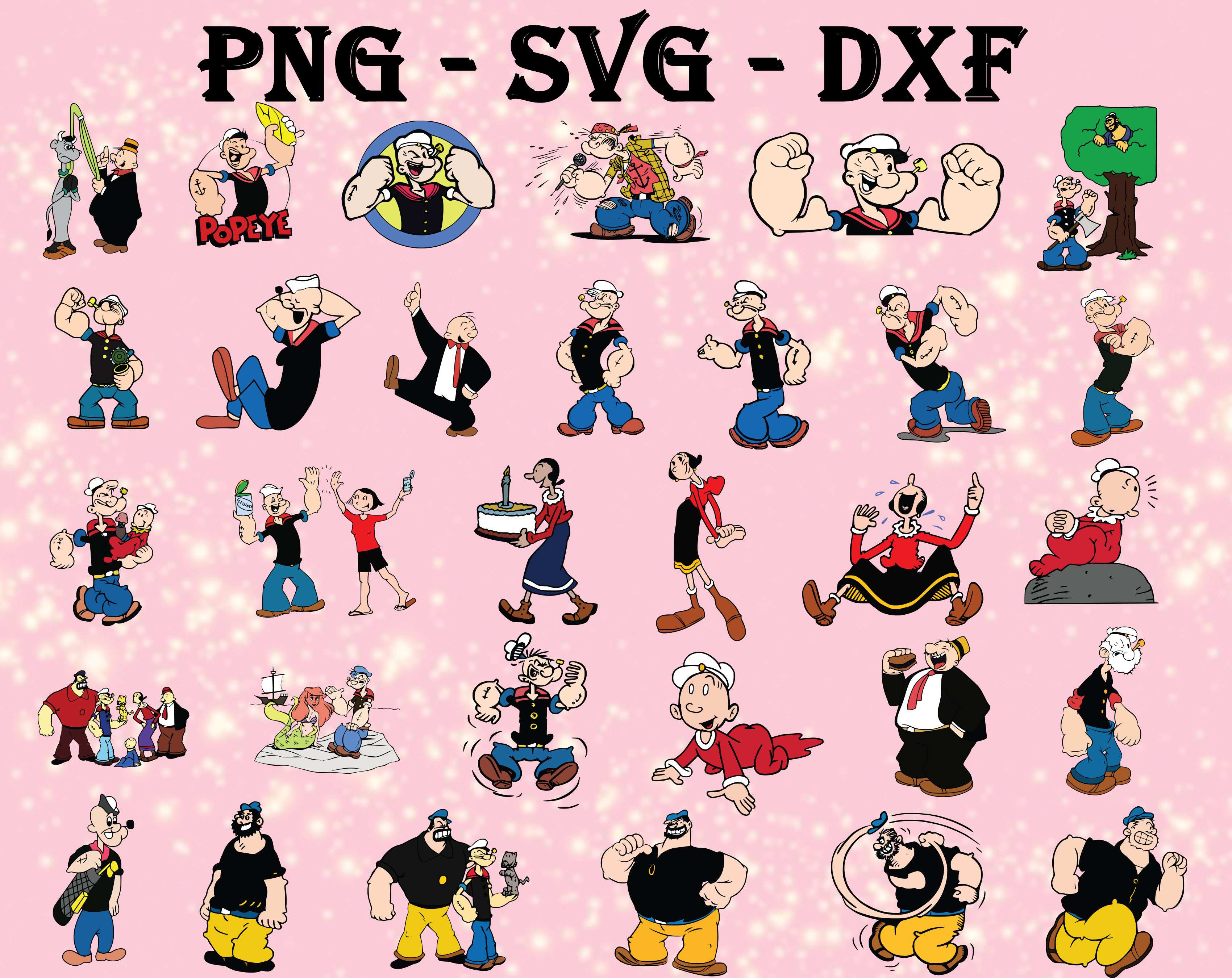 Popeye SVG, Bundles Popeye SVG, PNG,DXF, PDF, JPG... | Inspire Uplift