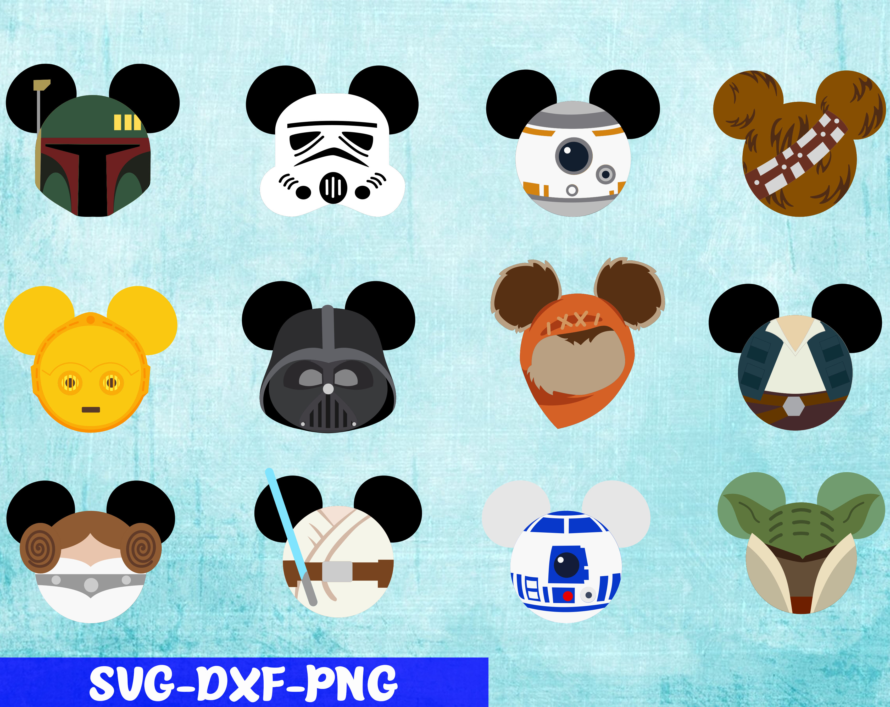 Mouse Heads Star Wars SVG, Bundles Mickey Head SVG, PNG,DXF, | Inspire ...