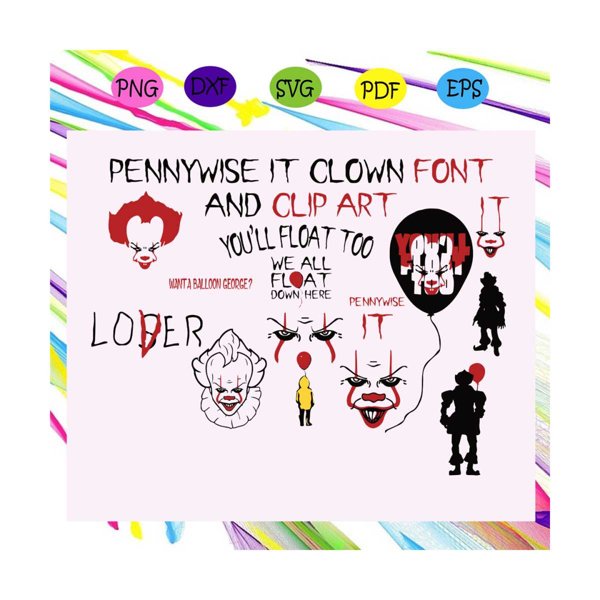 Pennywise it clown font and clip art,Halloween svg, Hallowee | Inspire ...