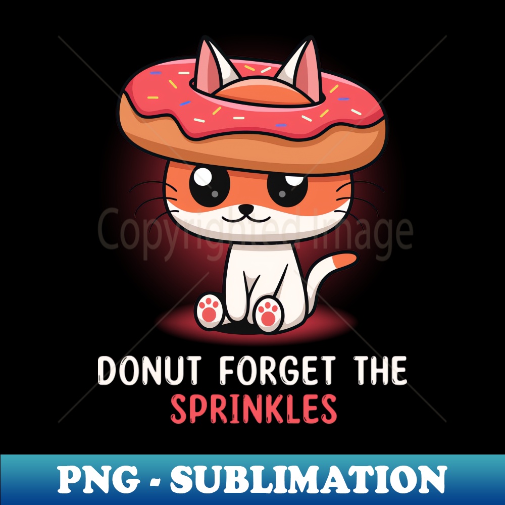 Donut Forget The Sprinkles Donut Puns Kawaii Cat - High-Res | Inspire ...