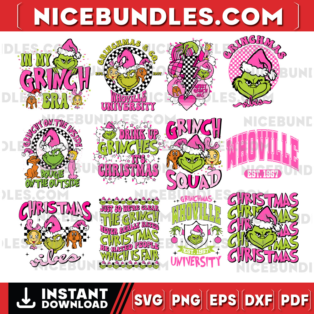 Retro Pink Christmas SVG PNG Bundle, pink Christmas png, Chr | Inspire ...