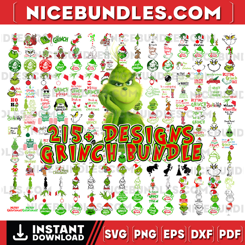 900 Files The Grinch Bundle, 190 UNIQUE DESIGN, Grinch Clipa | Inspire ...