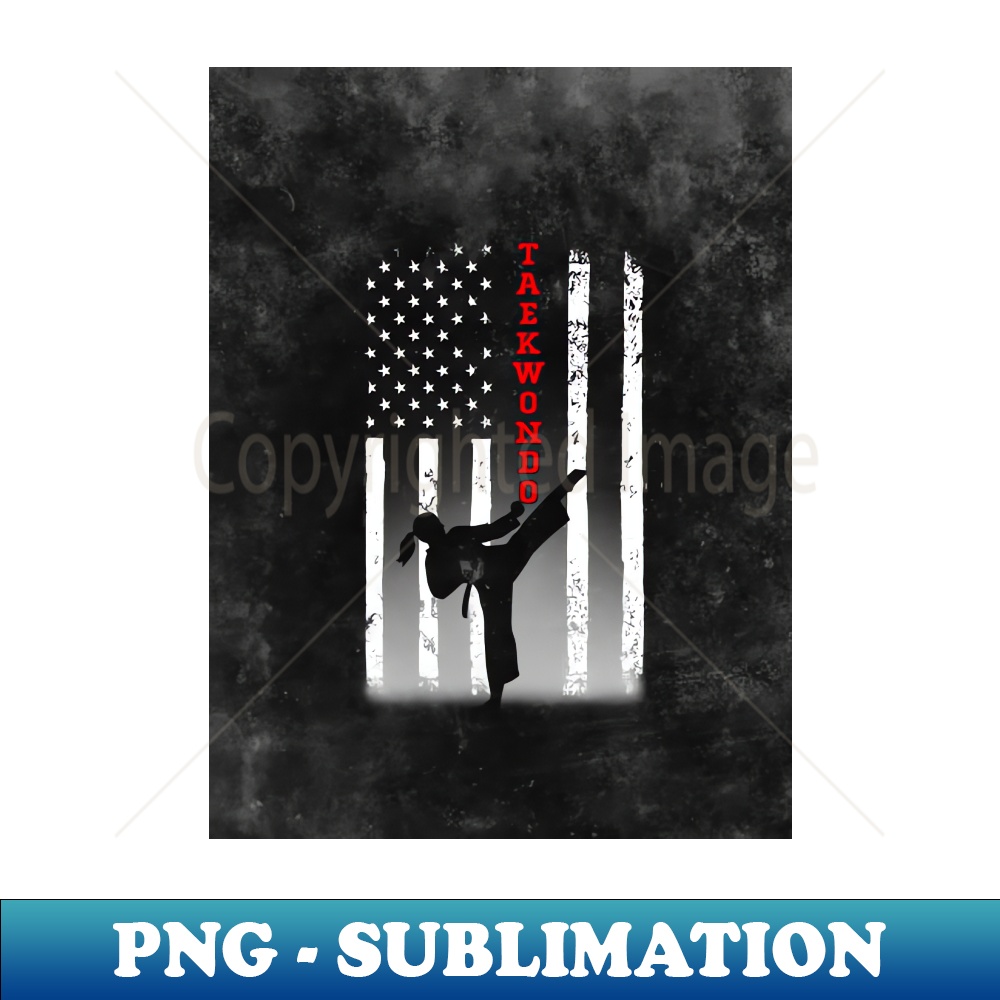 TAEKWONDO AMERICAN FLAG BLACK - High-Resolution PNG Sublimat | Inspire ...