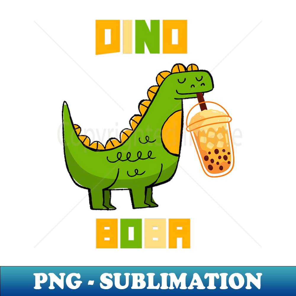 Cute Dino Drinking Boba Tea Milk Bubble - Exclusive PNG Subl - Inspire ...