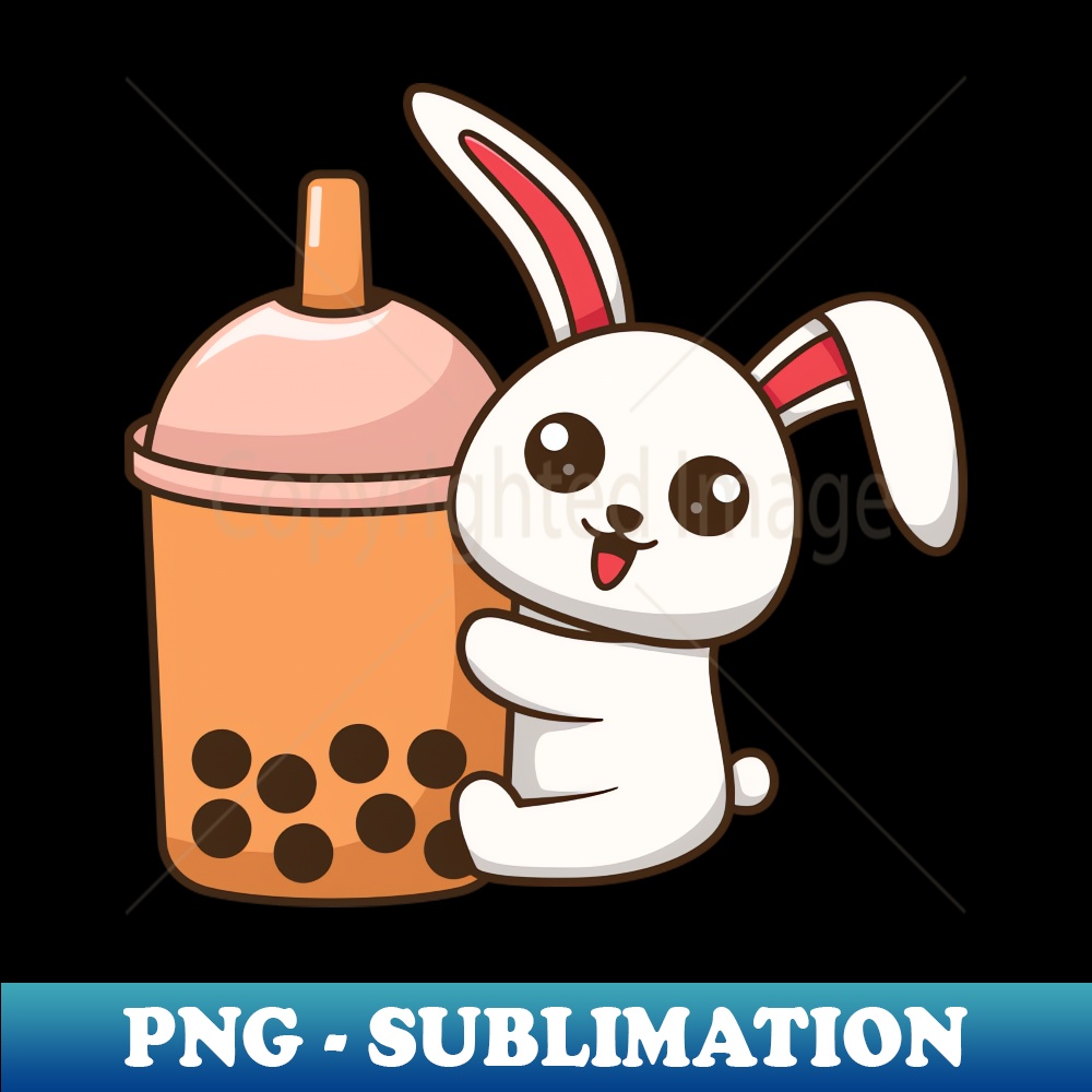Cute Bunny Hugging Boba Tea - Sublimation-Ready PNG File - P | Inspire ...