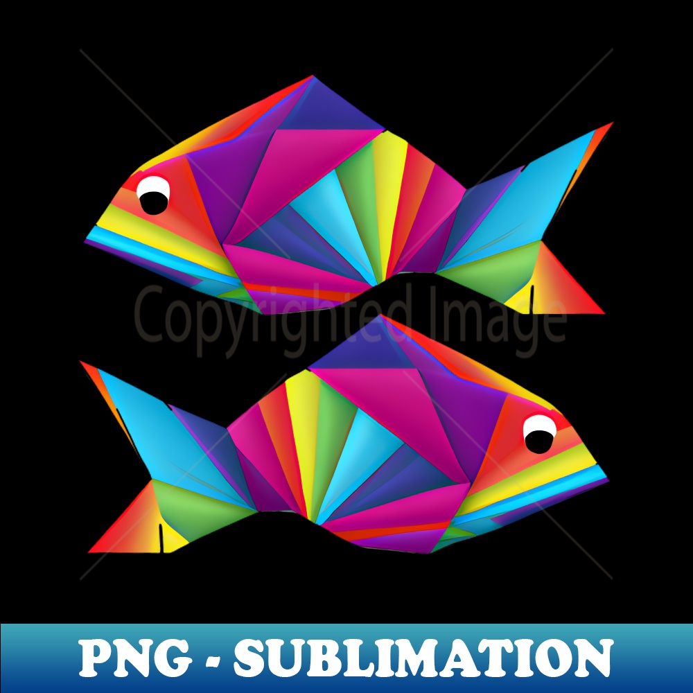 Geometric Fish abstract colorful rainbow color scheme origam | Inspire ...