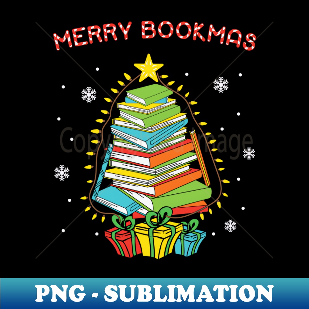 Merry bookmas book christmas tree - Instant PNG Sublimation | Inspire ...