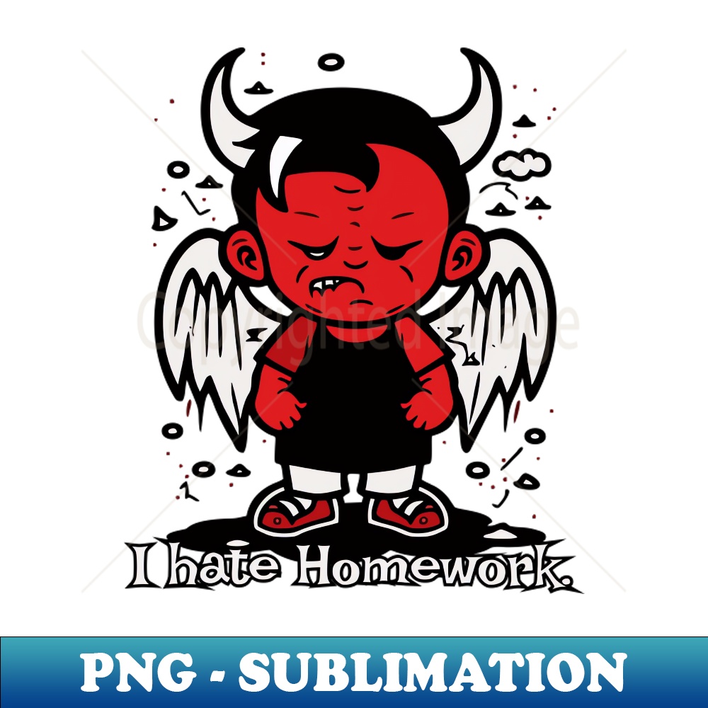 little devil I hate homework - PNG Transparent Sublimation F | Inspire ...