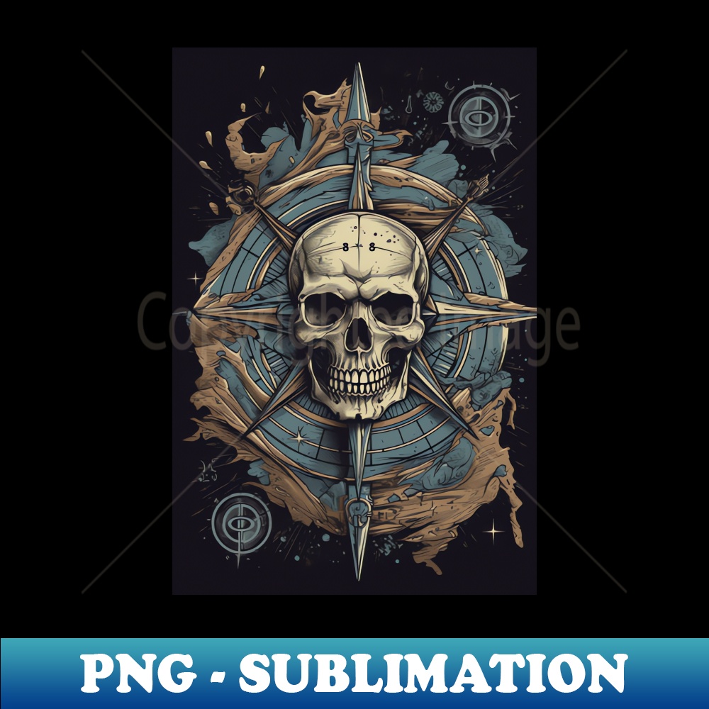 Cartoon Compass Rose Skull - PNG Sublimation Digital Downloa - Inspire ...