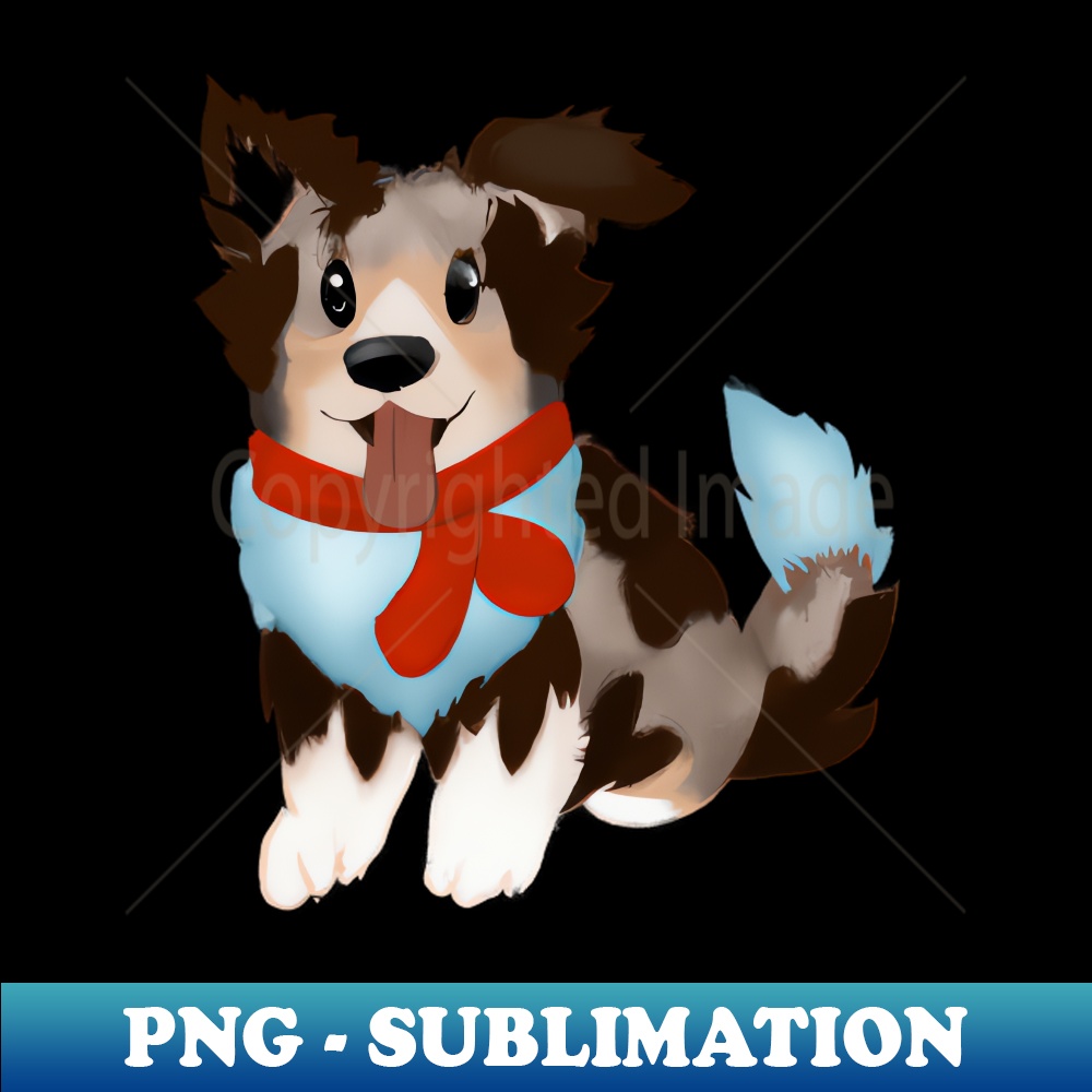 Cute Australian Shepherd Drawing - PNG Transparent Sublimati - Inspire ...