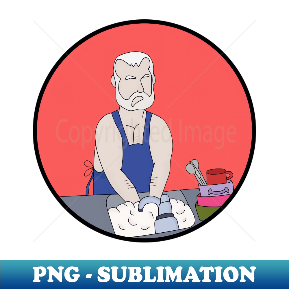 Elderly man washing the dishes - PNG Sublimation Digital Dow - Inspire ...