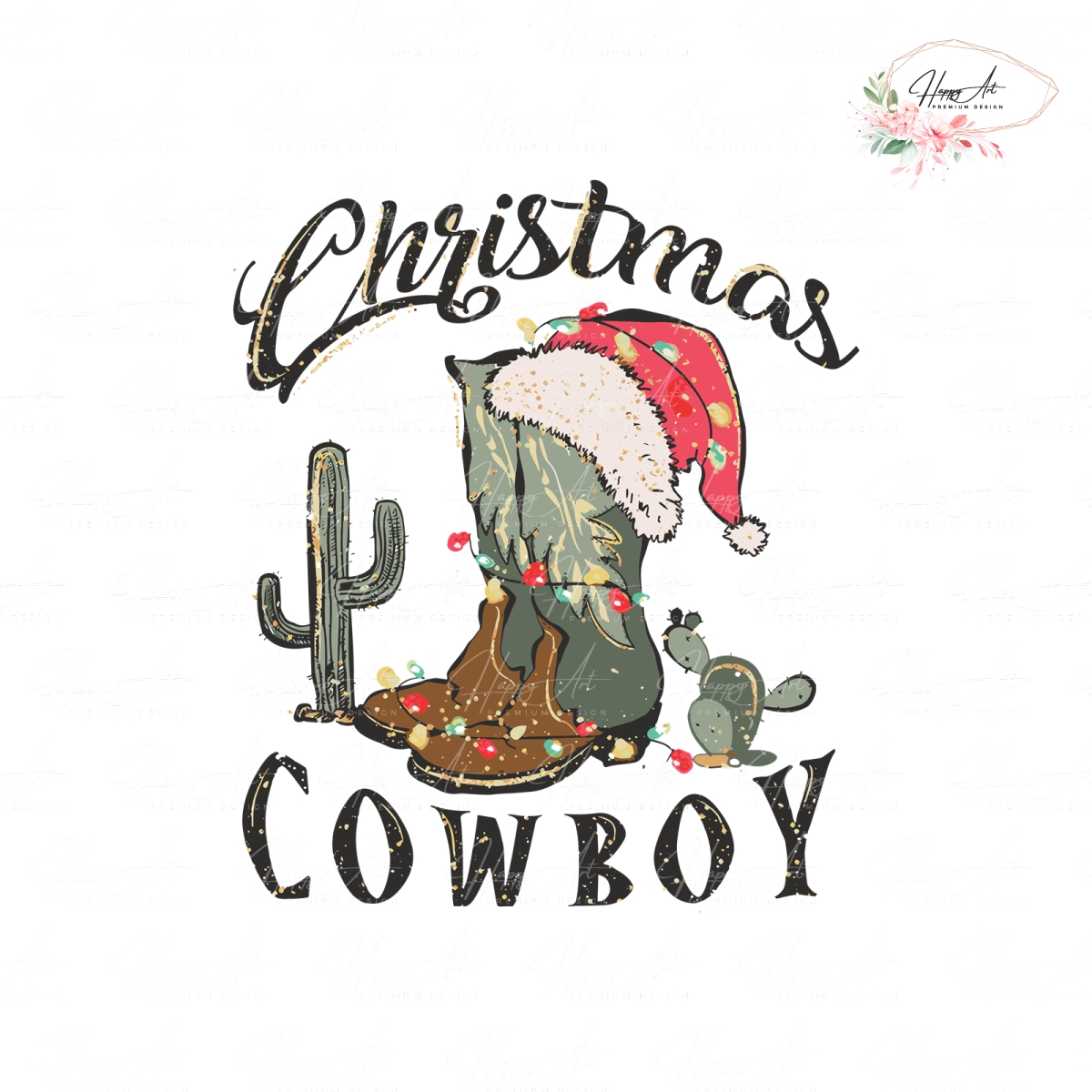 Christmas Cowboy Boot Howdy Santa SVG Digital Files | Inspire Uplift