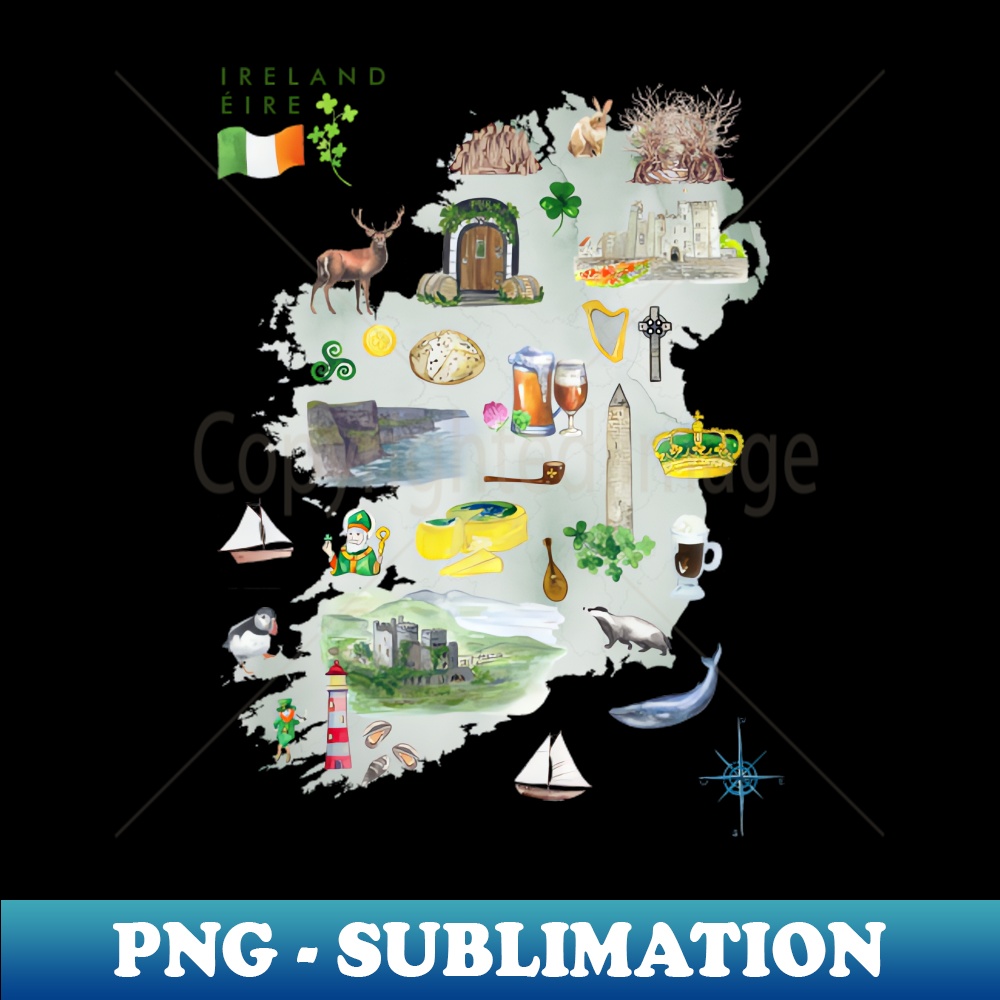 Illustrated Map of Ireland - PNG Transparent Sublimation Fil | Inspire ...