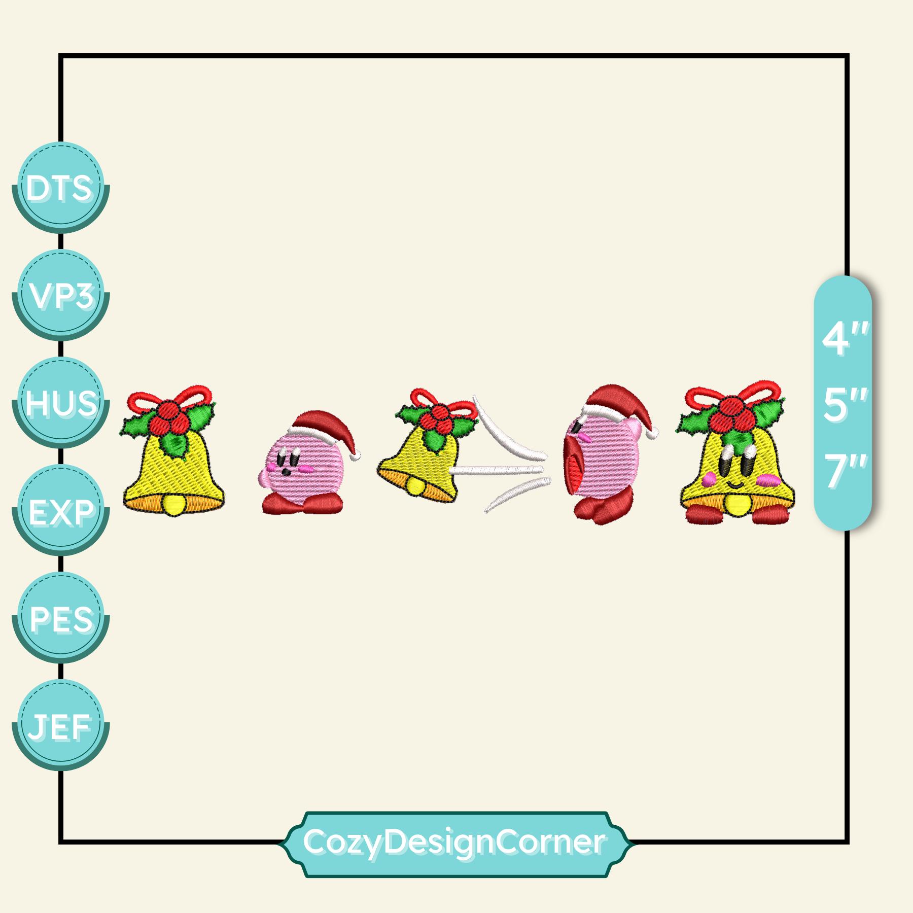 Kirby X Christmas Bell Embroidery Designs, Christmas Embroid - Inspire ...