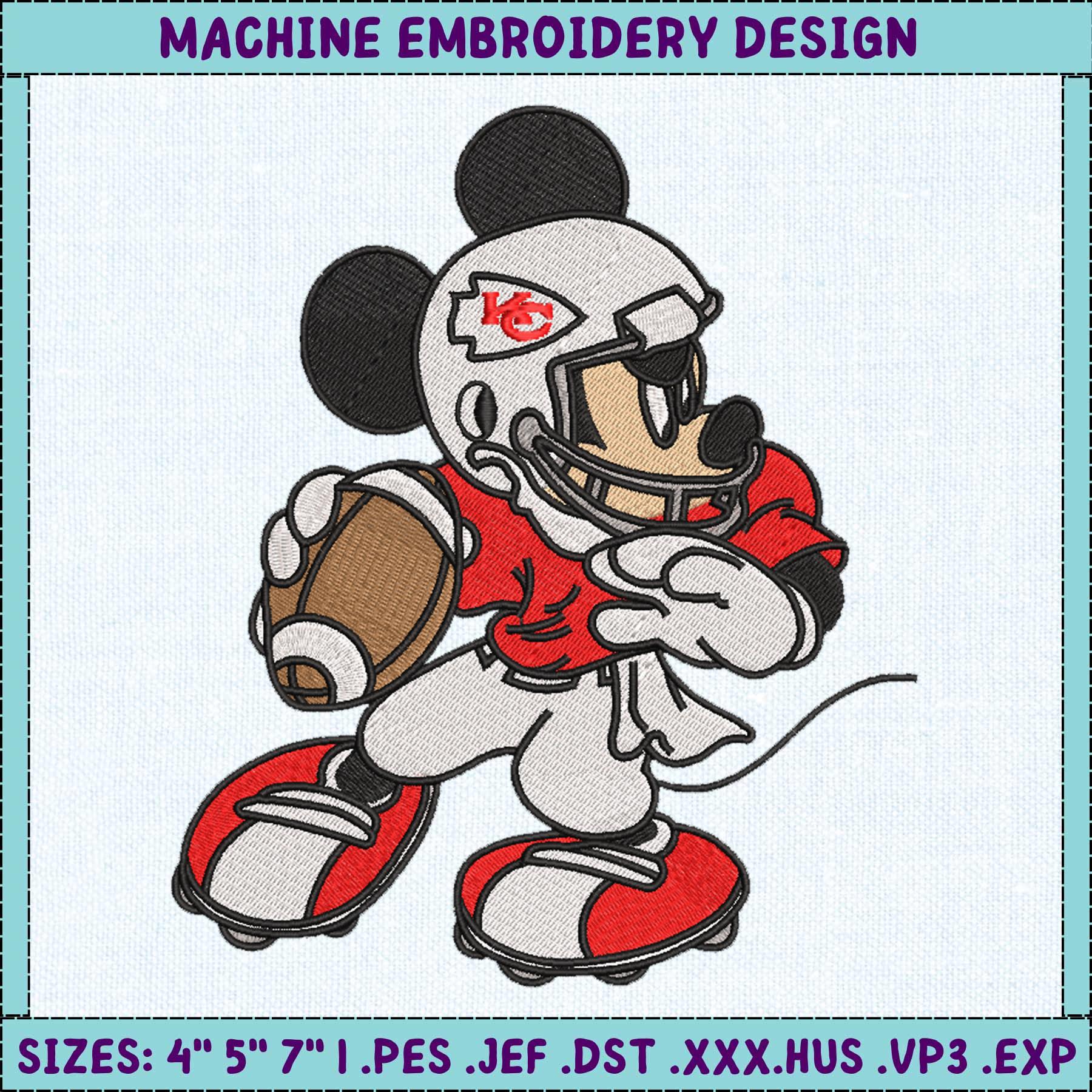 NFL Kansas City Chiefs Mickey Embroidery Design, NFL Footbal | Inspire ...