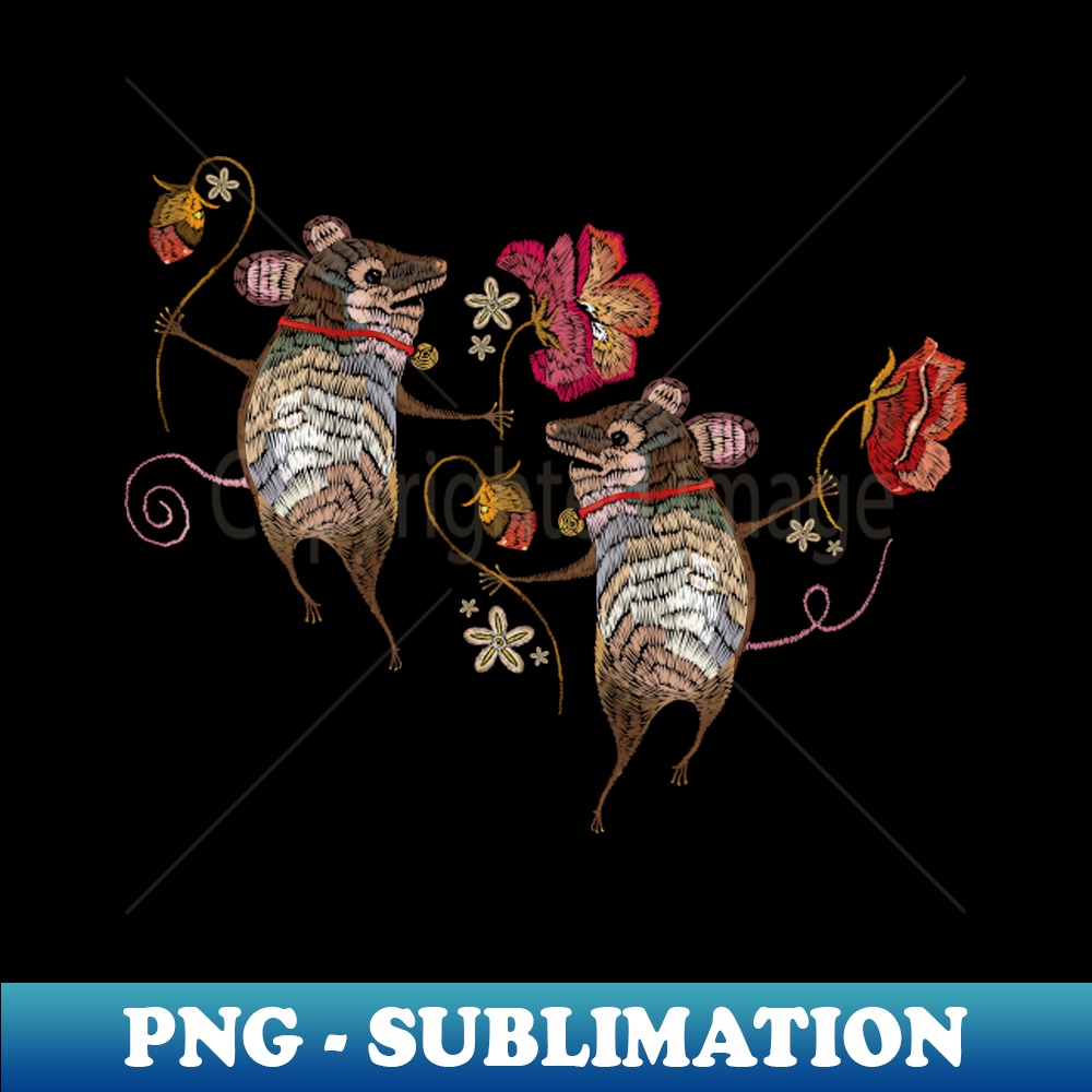 Two Mice Embroidery - Premium Sublimation Digital Download - | Inspire ...
