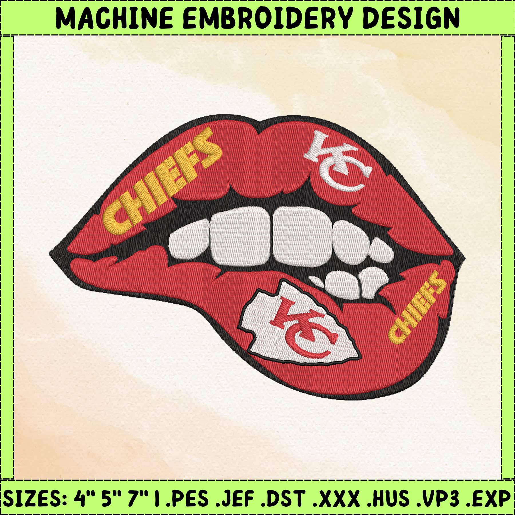 NFL Kansas City Chiefs Lips Embroidery Design, NFL Football | Inspire ...