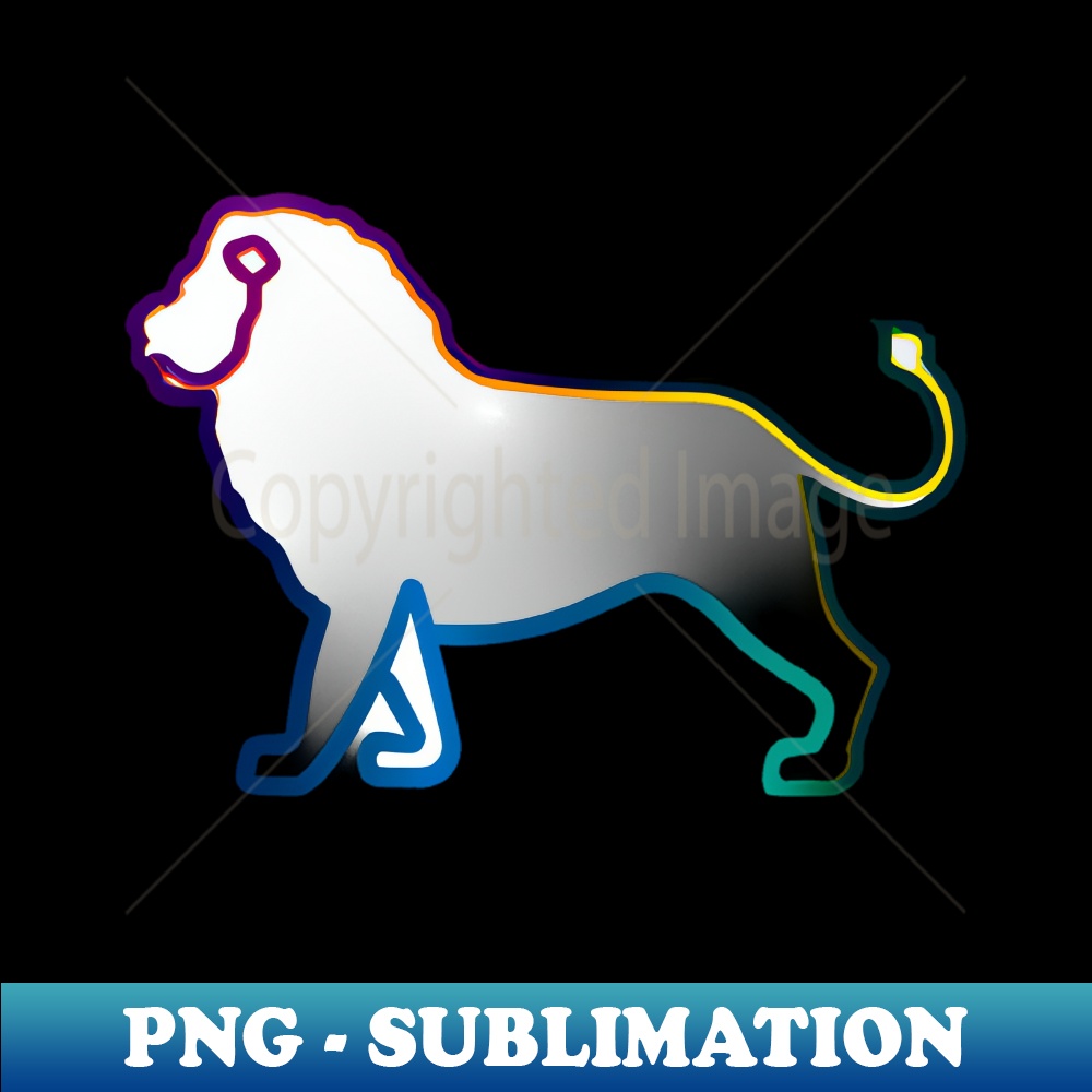 Cute Color Gradient Lion Shape Outline Drawing - High-Qualit | Inspire ...